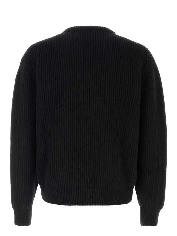 JIL SANDER Long-sleeved Crewneck Sweater In Pure Wool - Black