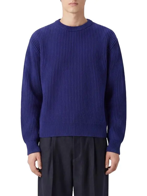 JIL SANDER Long-sleeved Crewneck Sweater In Pure Wool - Blue
