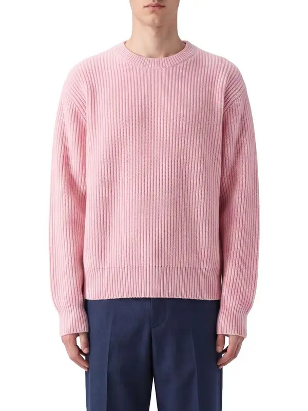 JIL SANDER Long-sleeved Crewneck Sweater In Pure Wool - Pink