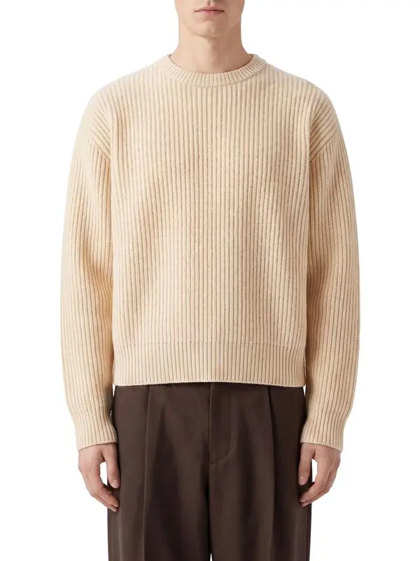 JIL SANDER Long-sleeved Crewneck Sweater In Pure Wool - White