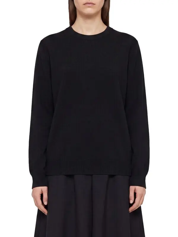JIL SANDER Crewneck Sweater In Pure Merino Wool - Black