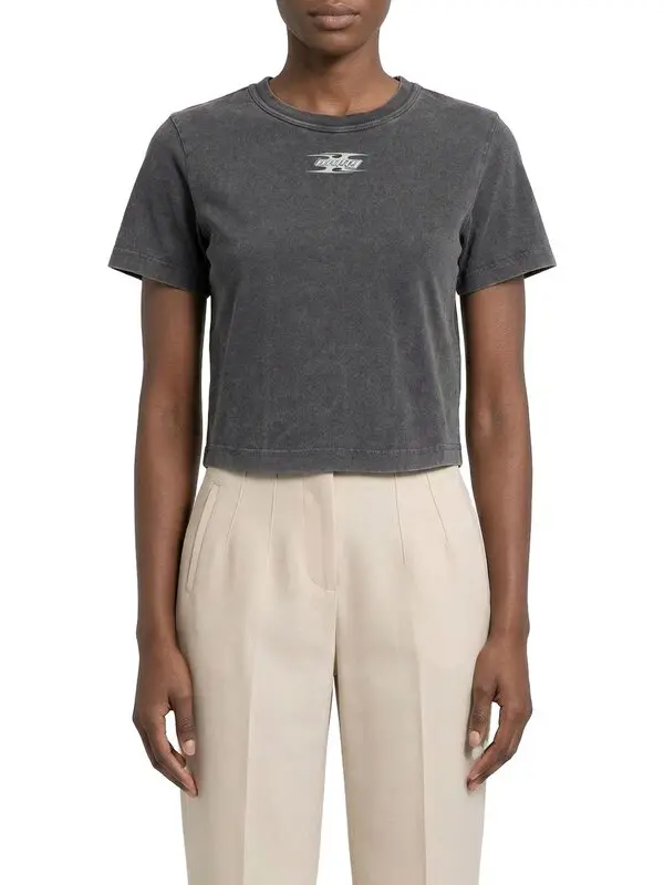 Alexander Wang Cotton Cropped Logo T-shirt - Grey
