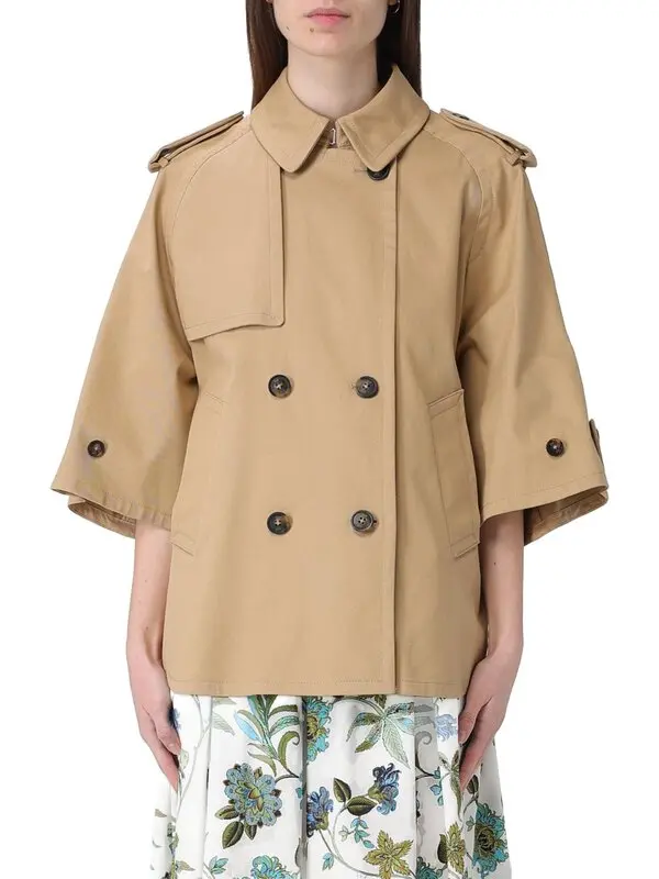 FAY Stretch Cotton Gabardine Trench Coat - Camel