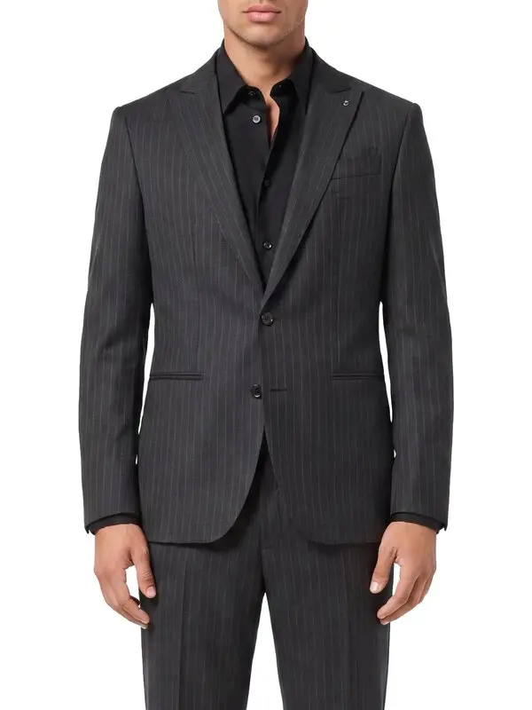 BILLIONAIRE Pinstriped Single-breasted Blazer - Black