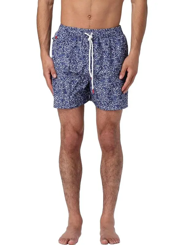Kiton Floral Print Polyester Swim Shorts - Blue