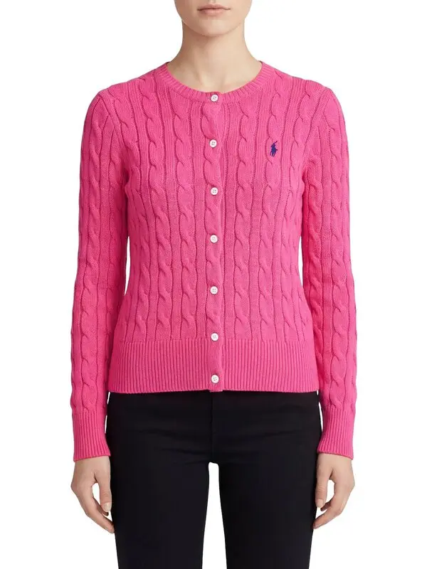 Polo Ralph Lauren Cable Knit Cardigan - Fuchsia