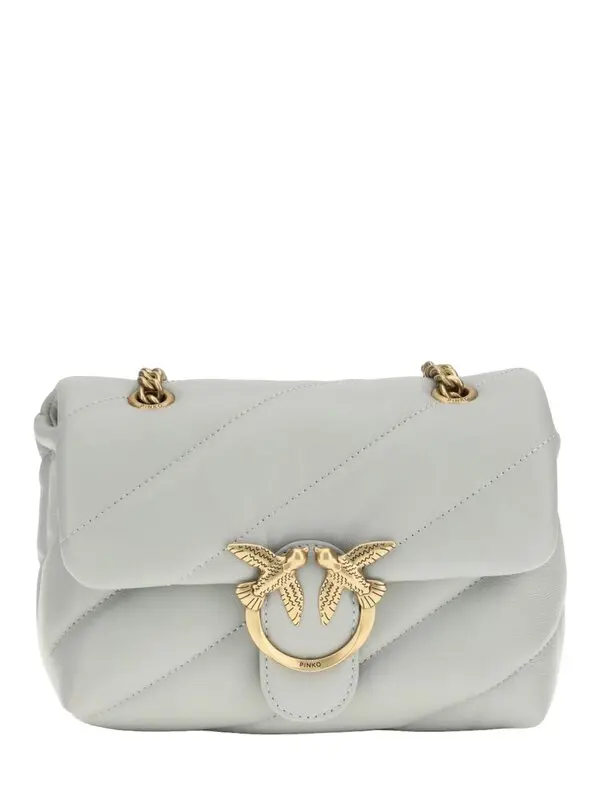 Pinko Quilted Leather Shoulder Bag With Chain Strap - Grey