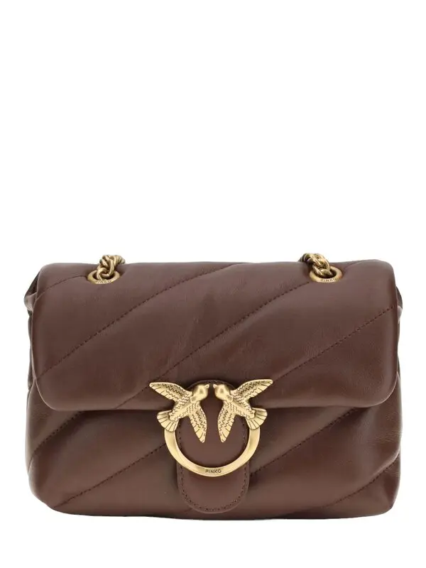 Pinko Quilted Leather Shoulder Bag With Chain Strap - Wine