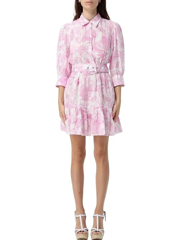 MC2 SAINT BARTH Tropical Print Cotton Mini Dress - Pink
