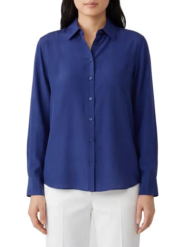 Momoni Classic Silk Shirt - Blue