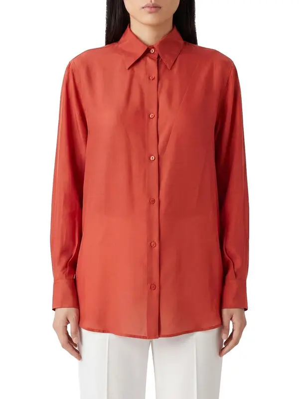 Momoni Classic Silk Shirt - Orange