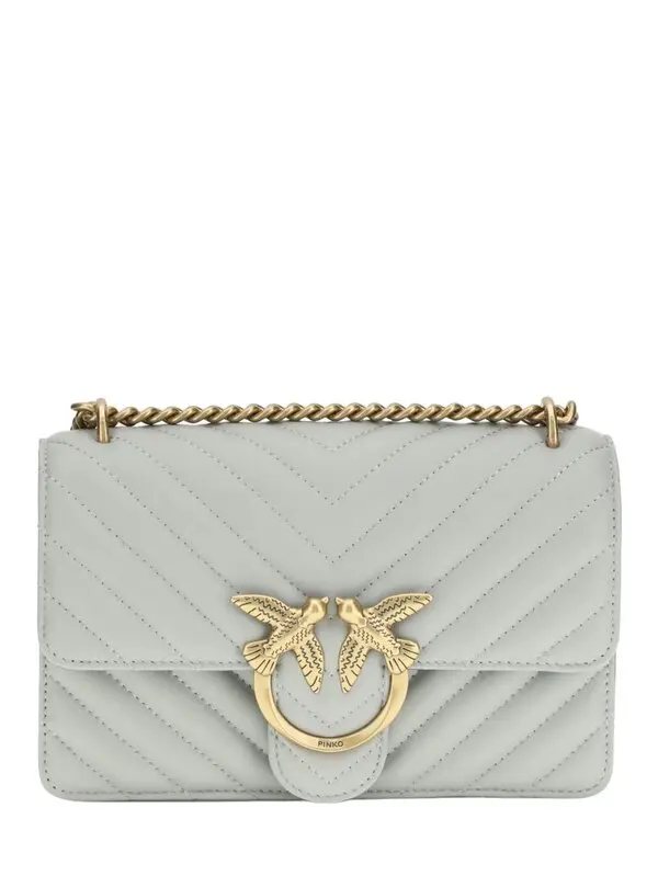 Pinko Quilted Chevron Mini Bag With Bird Clasp - Grey