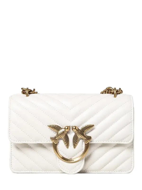 Pinko Quilted Chevron Mini Bag With Bird Clasp - White 1