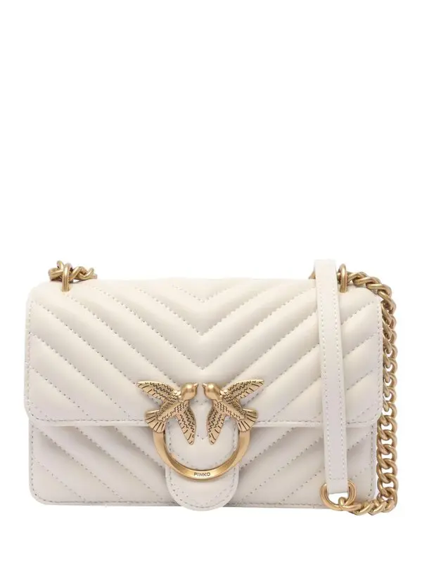 Pinko Quilted Leather Mini Bag With Bird Clasp - White
