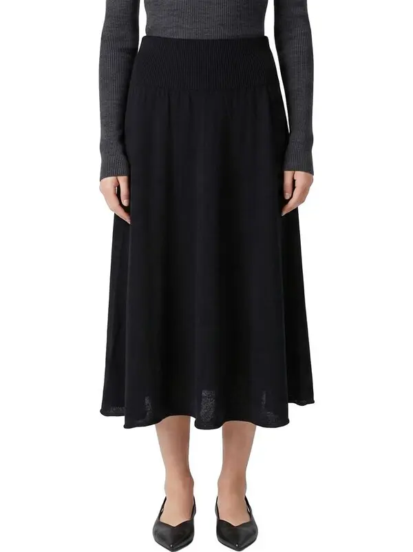 Extreme Cashmere Wool And Cashmere Midi Skirt - Black