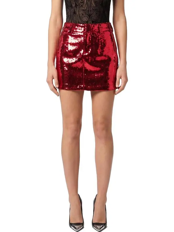 Philipp Plein Sequin Mini Skirt - Red