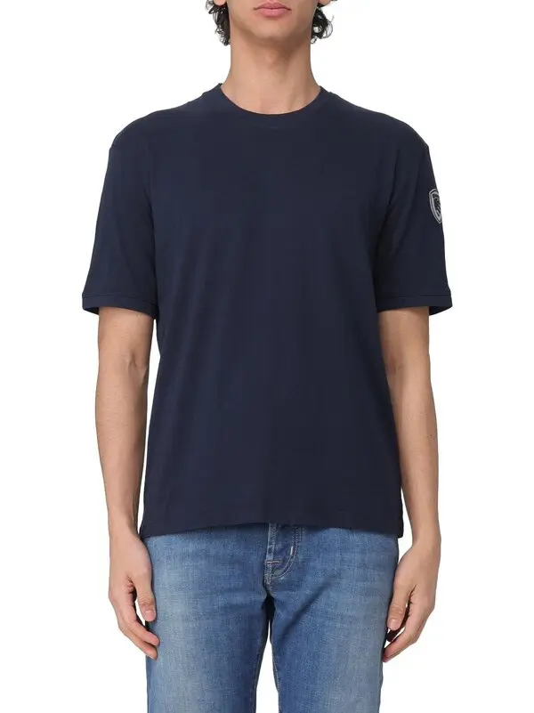 BLAUER. Cotton T-shirt With Logo - Blue