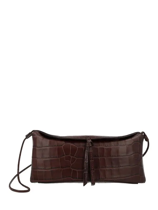 Staud Croc-embossed Calfskin Crossbody Bag - Brown