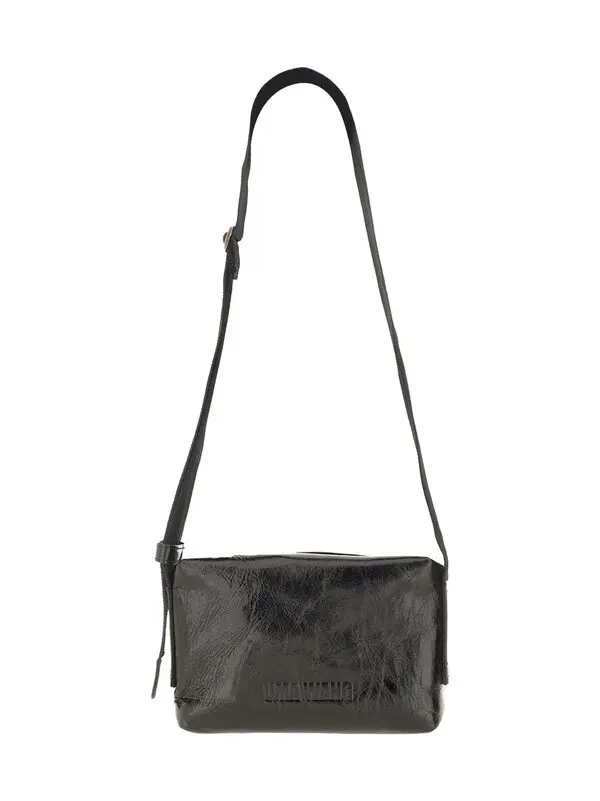 UMA WANG Crinkled-effect Calfskin Leather Mini Crossbody Bag - Black