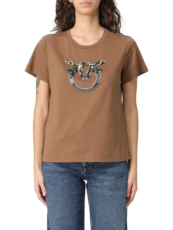 Pinko Embellished T-shirt - Brown