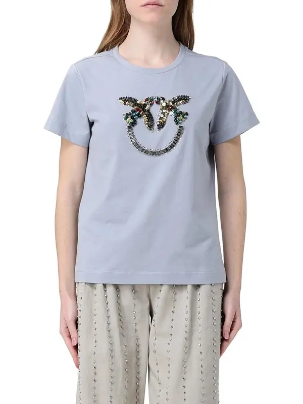 Pinko Embellished T-shirt - Gnawed Blue