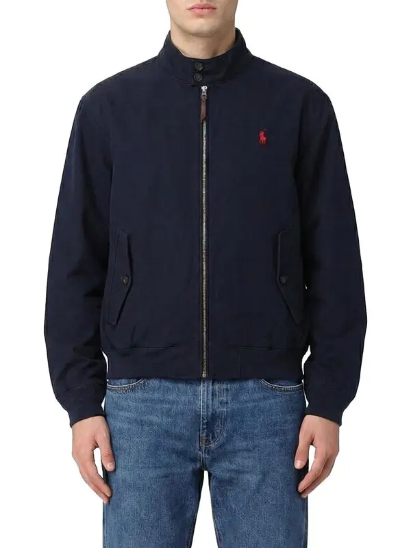 Polo Ralph Lauren Cotton Bomber Jacket With Embroidered Logo - Blue