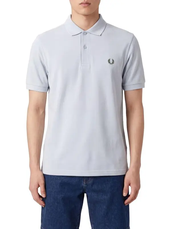 Fred Perry Short-sleeved Cotton Polo Shirt With Embroidered Chest Logo - Blue