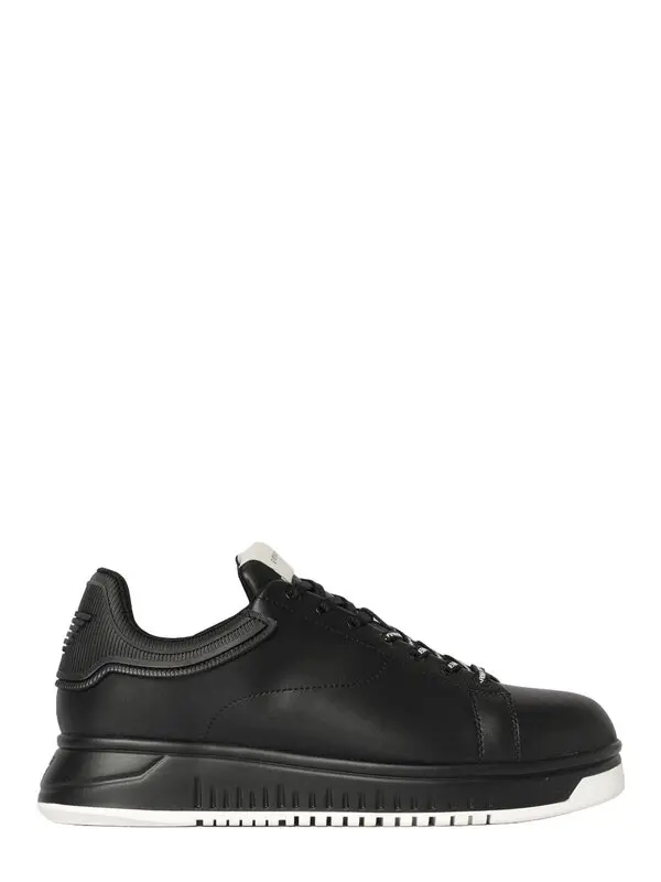Emporio Armani Leather Low-top Sneakers - Black