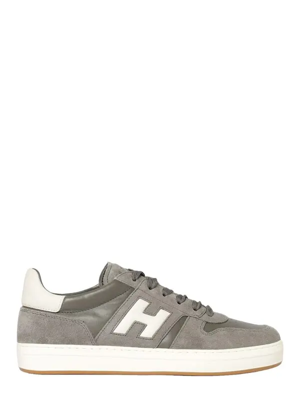 Hogan Suede And Calfskin Lace-up Sneakers - Grey