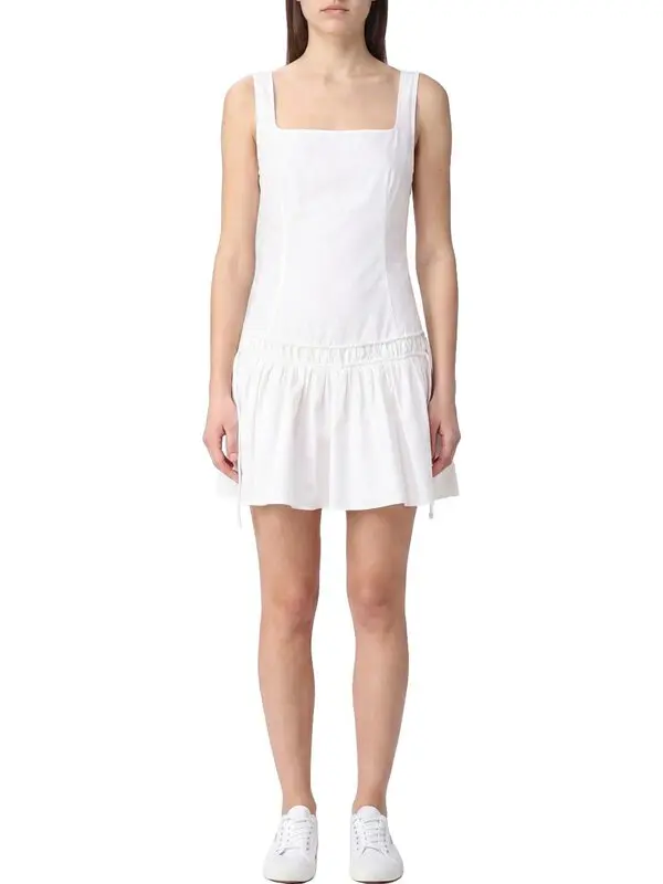 Pinko Enna Cotton Mini Dress With Square Neck - White