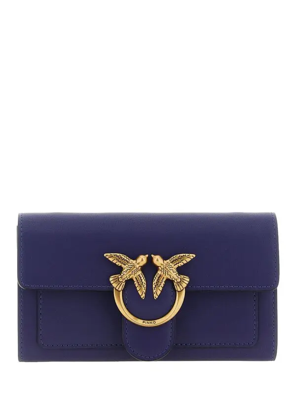 Pinko Leather Wallet With Bird Clasp - Violet