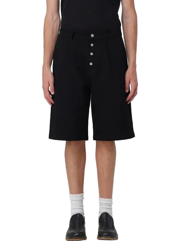 CARRER Wide-leg Cotton Chino Shorts With Slash Pockets - Black