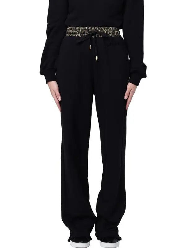 Just Cavalli Wide Leg Trousers With Drawstring Waist - Green