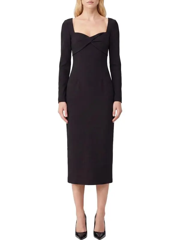 Roland Mouret Square Neck Midi Sheath Dress - Black