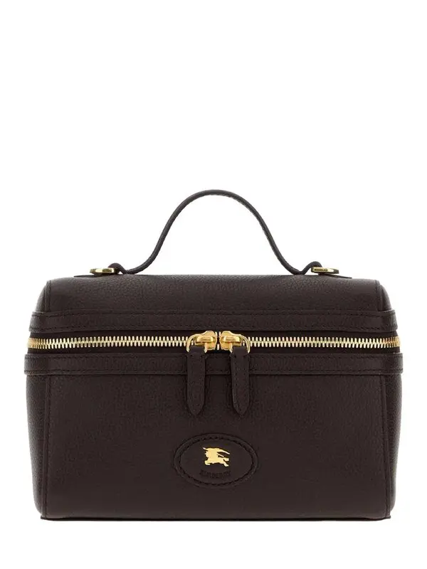 Burberry Bloomsbury Grained Calfskin Leather Beauty Case With Ekd Logo - Beige