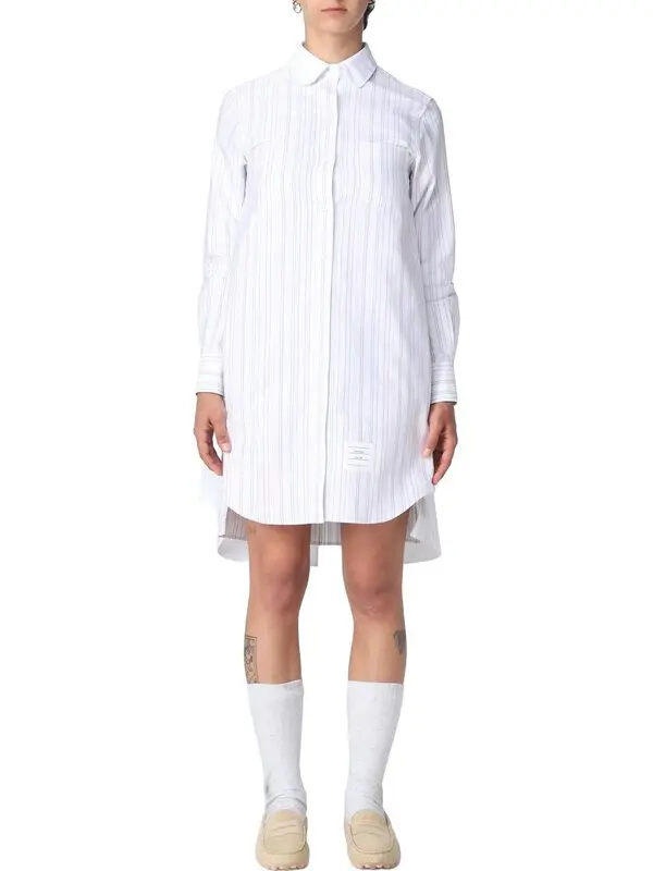Thom Browne Striped Shirt Dress - Red