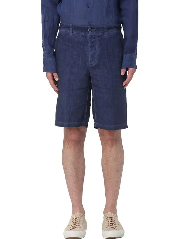 120% Lino Solid Pure Linen Chino Shorts - Navy