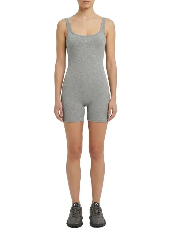 MARINE SERRE Stretch Cotton Blend Jumpsuit - Grey