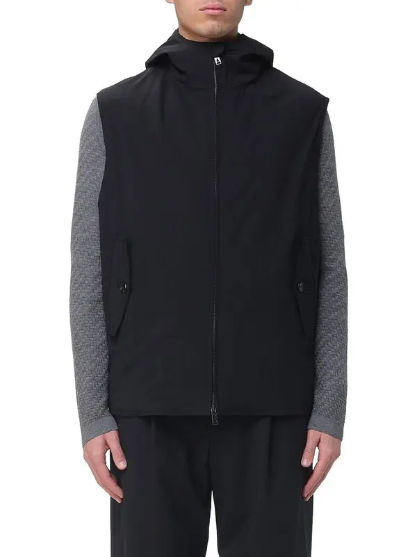 Emporio Armani Virgin Wool Hooded Vest - Black