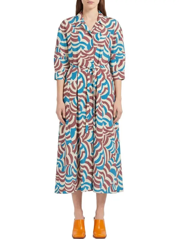 Marni Printed Midi Dress - Brown