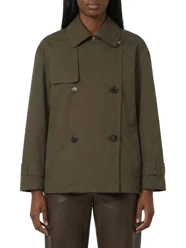 Max Mara Zeno Double Breasted Short Trench Coat - Green