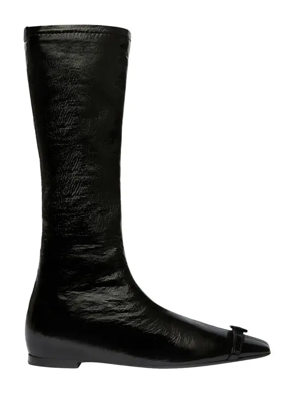 COURREGES Patent Leather Sockstyle Boots - Black