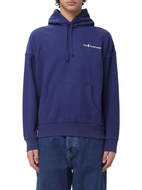 Polo Ralph Lauren Cotton Blend Hoodie With Contrasting Logo - Blue
