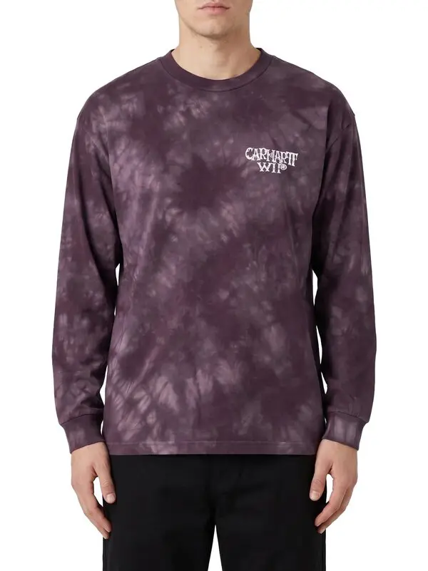 Carhartt Work In Progress Printed Organic Cotton Long Sleeve T-shirt - Plum
