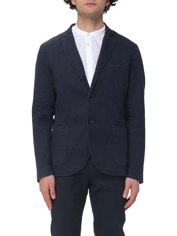 MASON'S Single Breasted Cotton And Linen Blazer - Blue