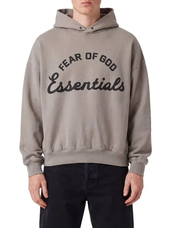 Fear Of God Cotton Hoodie With Logo And Dropped Shoulders - Grey