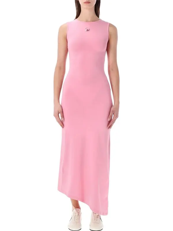 MARINE SERRE Asymmetrical Stretch Cotton Dress - Pink