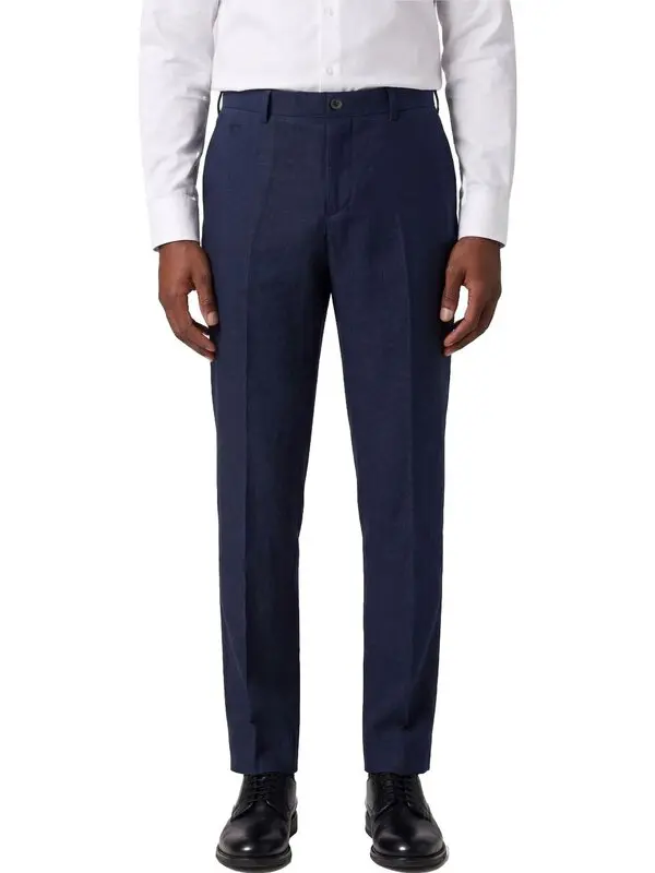 PT TORINO Virgin Wool And Linen Tailored Trousers - Blue