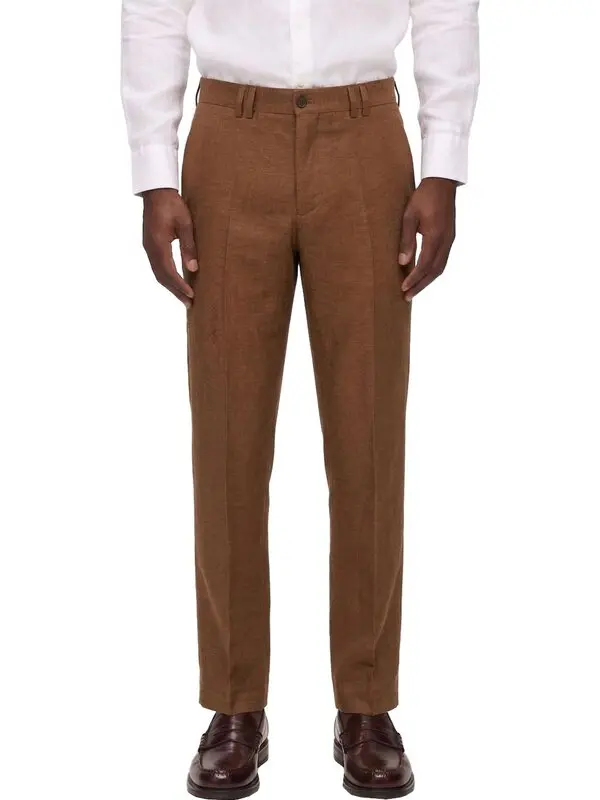 PT TORINO Virgin Wool And Linen Tailored Trousers - Cocoa