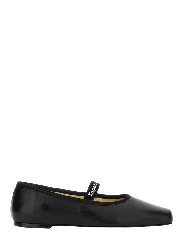 Repetto Lizbeth Calfskin Mary Jane Flats With Square Toe - Black